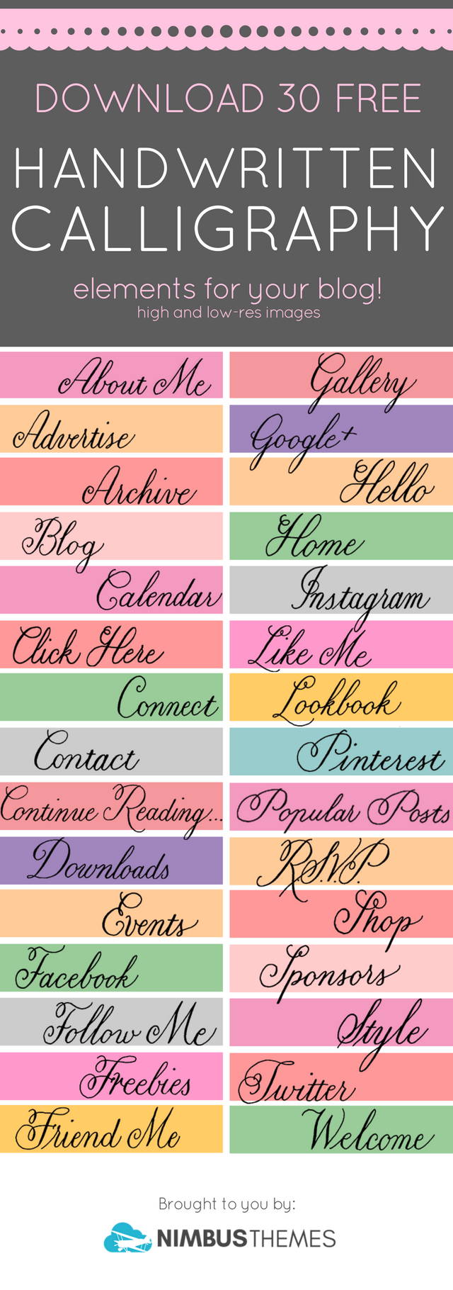 30 Free Handwritten Calligraphy Elements for Your Sidebar or Blog